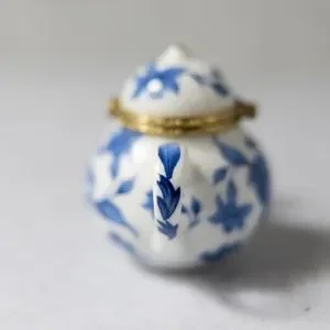 Unmarked | Accents | Ceramic Floral Teapot Trinket Box With Clasp Blue ...